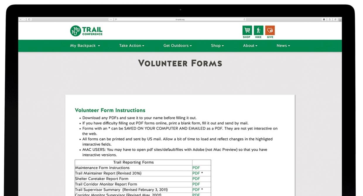 New Volunteer Reporting Forms Launch in September - New York-New Jersey Trail Conference
